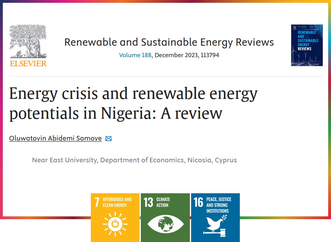 Energy crisis and renewable energy potentials in Nigeria: A review – Near East University