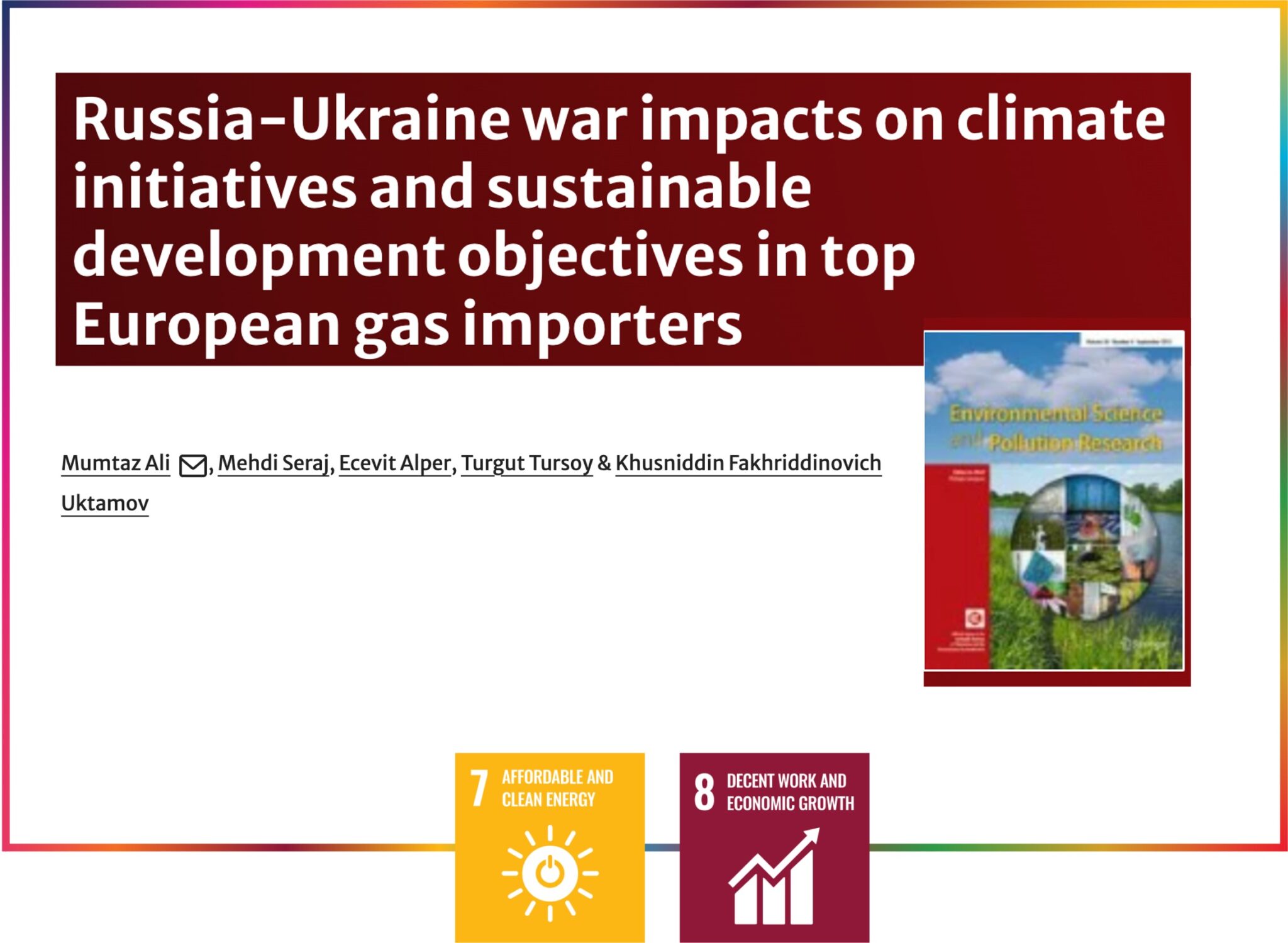 Russia-Ukraine war impacts on climate initiatives and sustainable ...